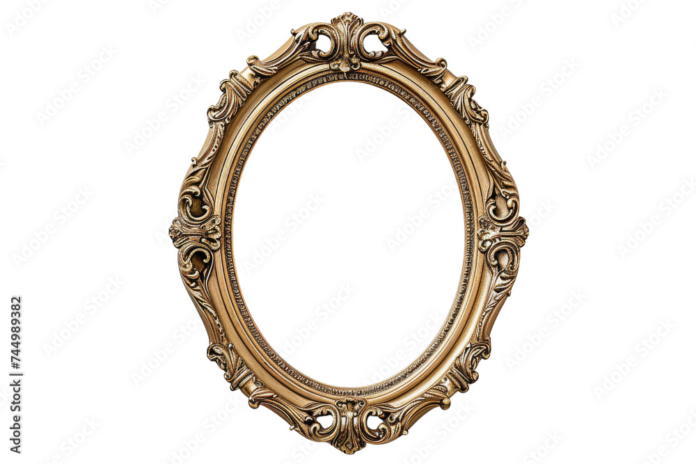 Antique gold oval frame isolated on transparent background for art display Stock Photo | Adobe Stock