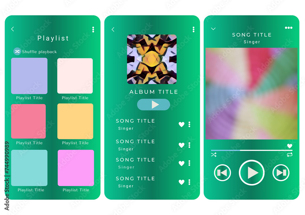Mockup template for music player and display application charts for the ...