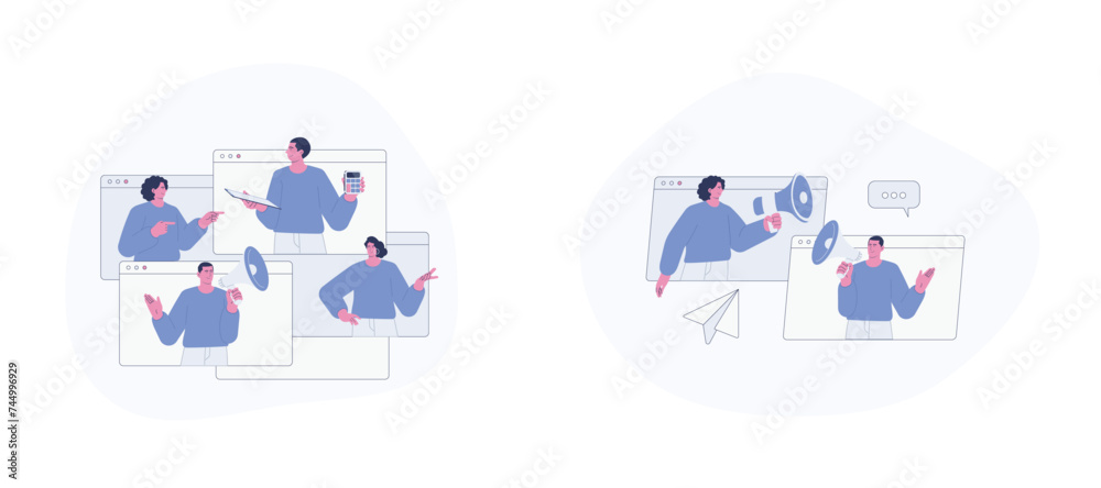 Business Collaboration and Office Teamwork. Flat Cartoon Vector ...