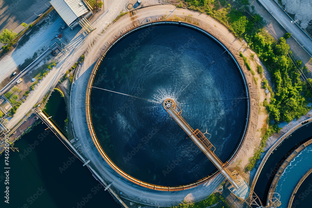 A water treatment solution, featuring an aerial top view of a ...
