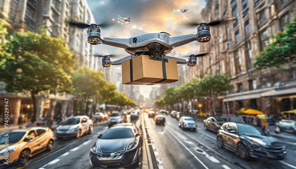 traffic at night wallpaper Autonomous drone hovers in the sky ...