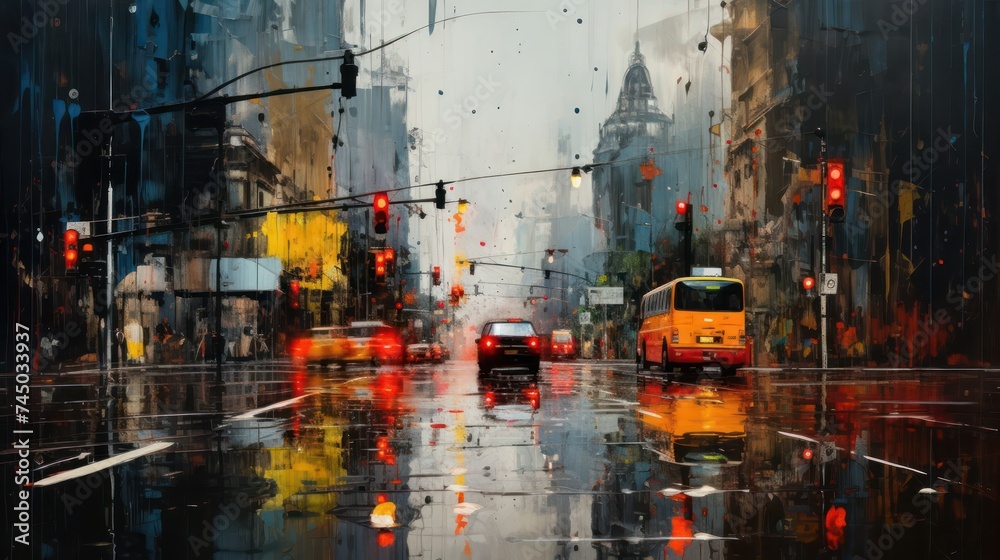 minimalist rain sky composition, captivated by the intense and dynamic ...