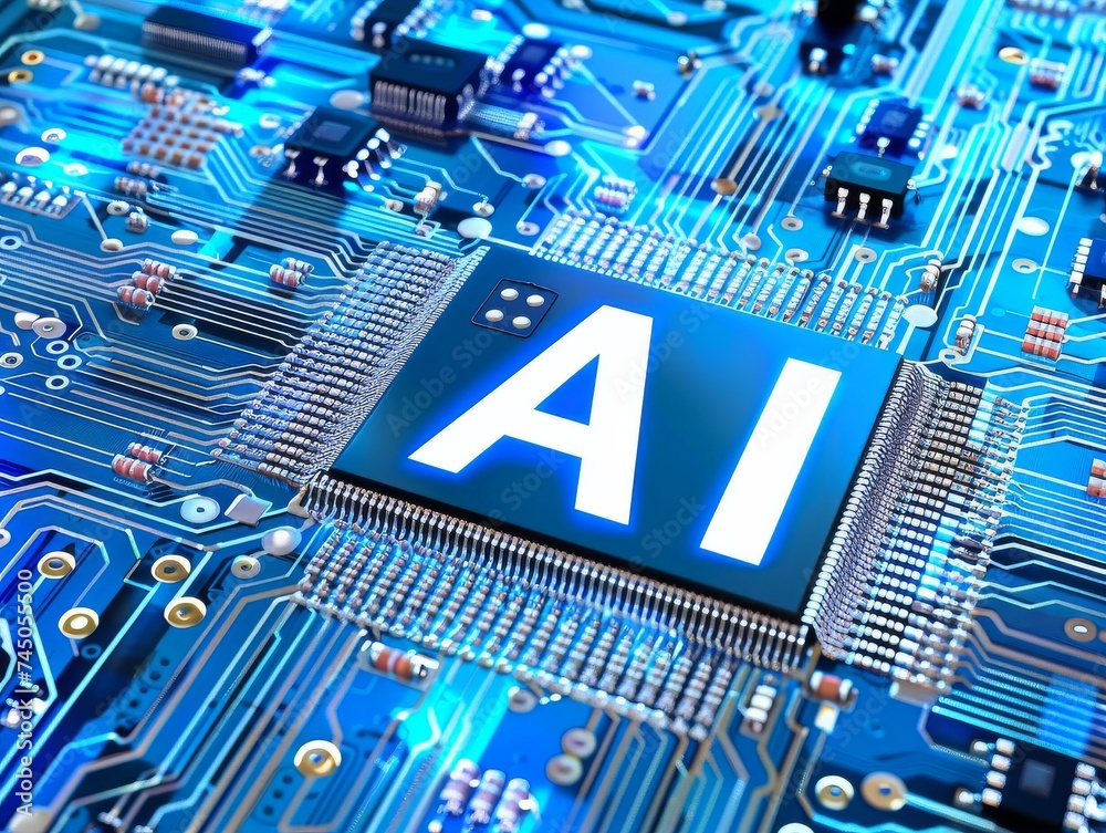 AI processor glows with, powerful chip of artificial intelligence ...