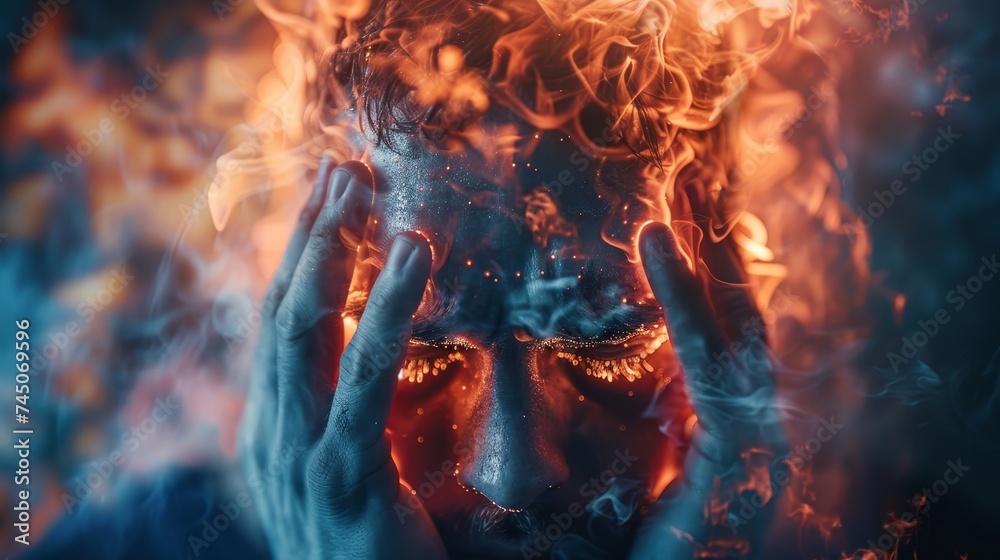 Capture the impact of anger on physical health, illustrating the ...