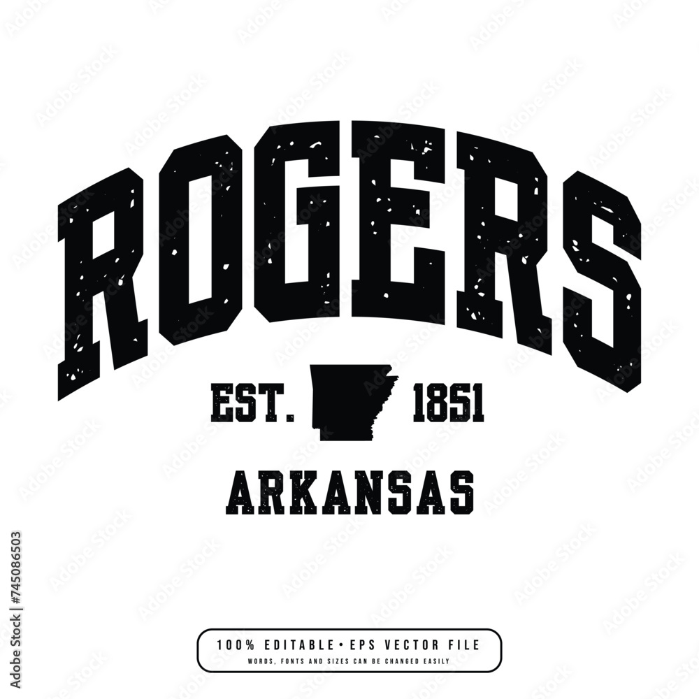 Rogers text effect vector. Editable college t-shirt design printable ...