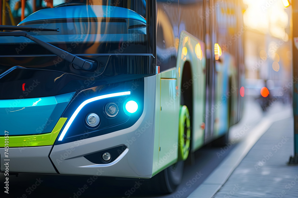 Electric bus. hybrid bus. Clean energy concept of e-bus Stock Photo ...