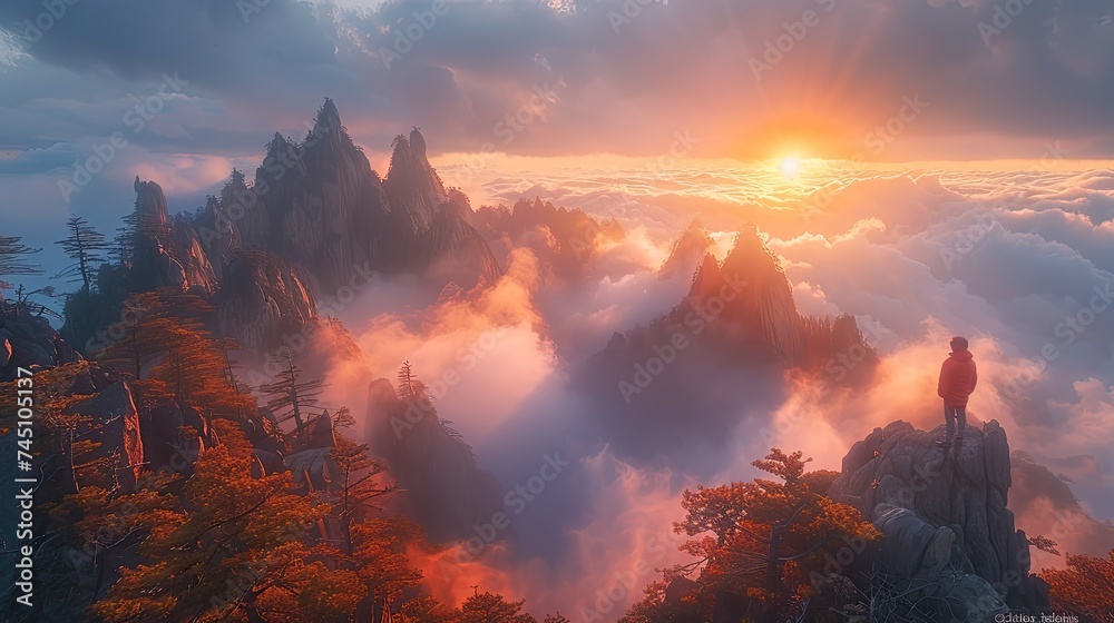 wide angle dramatic long exposure waiting for a breathtaking sunrise ...