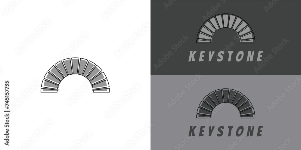 Modern typography keystone logo in grey color presented with multiple ...