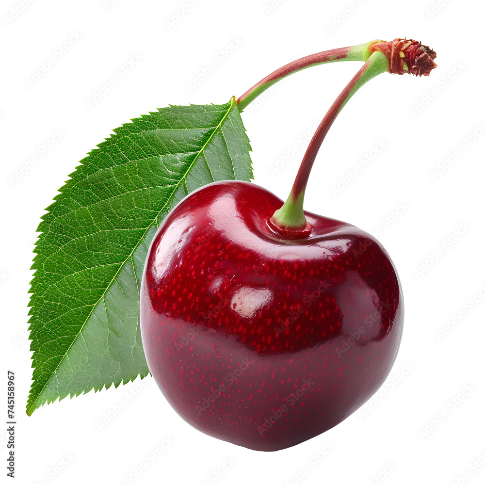 Red cherry with stem PNG. Red cherries PNG. Wild red cherry isolated ...