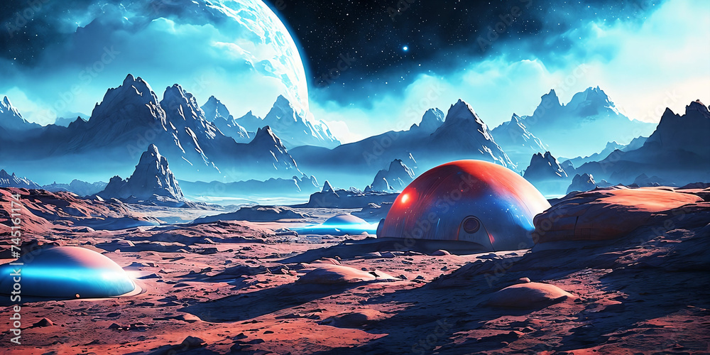 Space exploration images featuring advanced and space stations ...