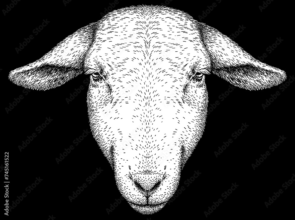 Vintage engraving isolated lamb set illustration ram ink sketch. Farm ...