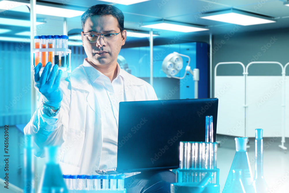 Man doctor. Medical laboratory specialist. Doctor with test tubes ...