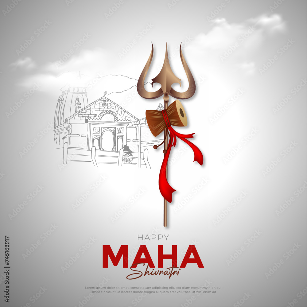 Happy Maha Shivratri Post and Greeting Card. Hindu festival of Lord ...