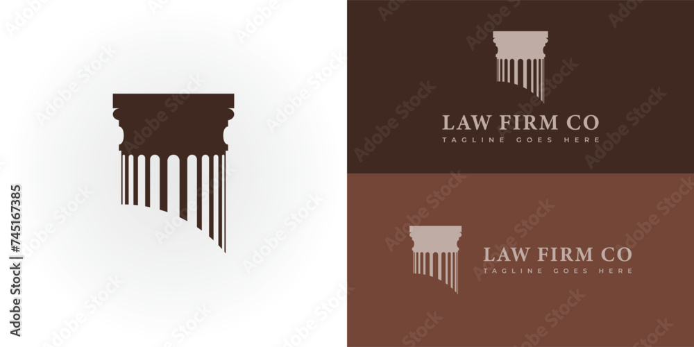 Abstract Shioulette Pillar and Lettering Law Firm Logo in brown color ...