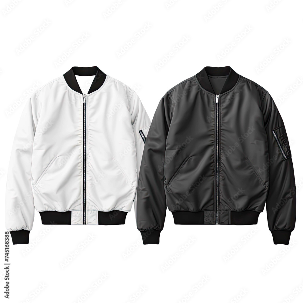 Blank ( Black and white ) varsity bomber jacket isolated on white ...