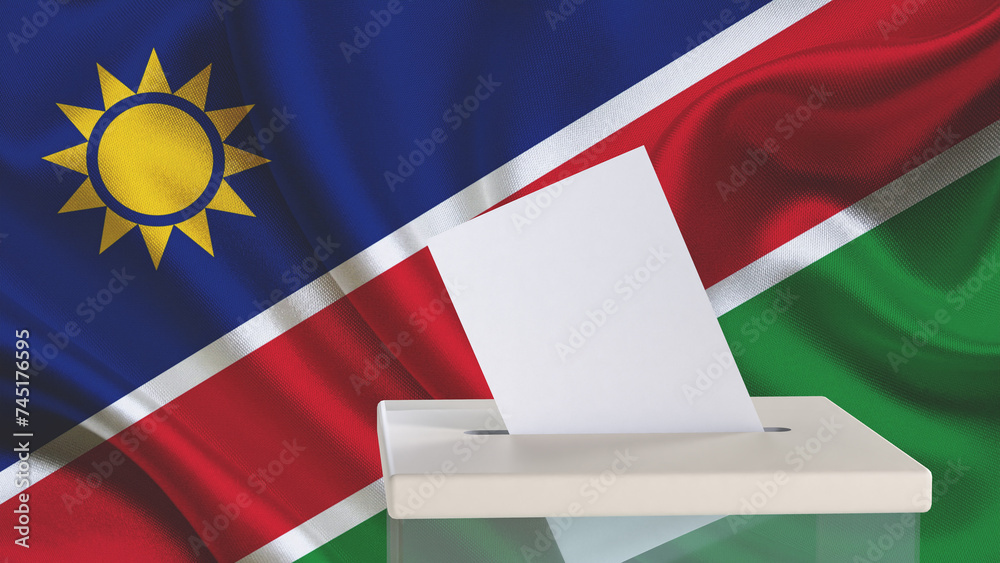 Blank ballot with space for text or logo is dropped into the ballot box ...