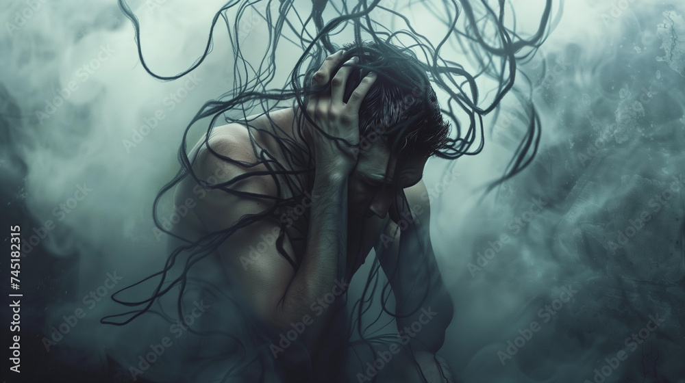 This powerful image conveys a raw moment of human vulnerability, with a ...