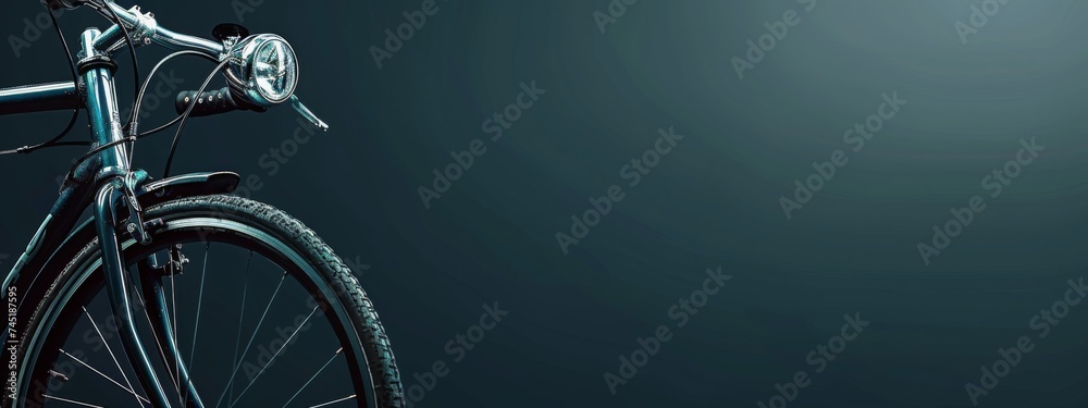 Minimalist bicycle banner with copy space. Stylish black bike ...