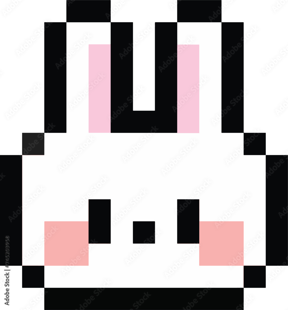 cute rabbit pixel art in 8 bit pixel art. Animal for game asset and cross stitch pattern in ...