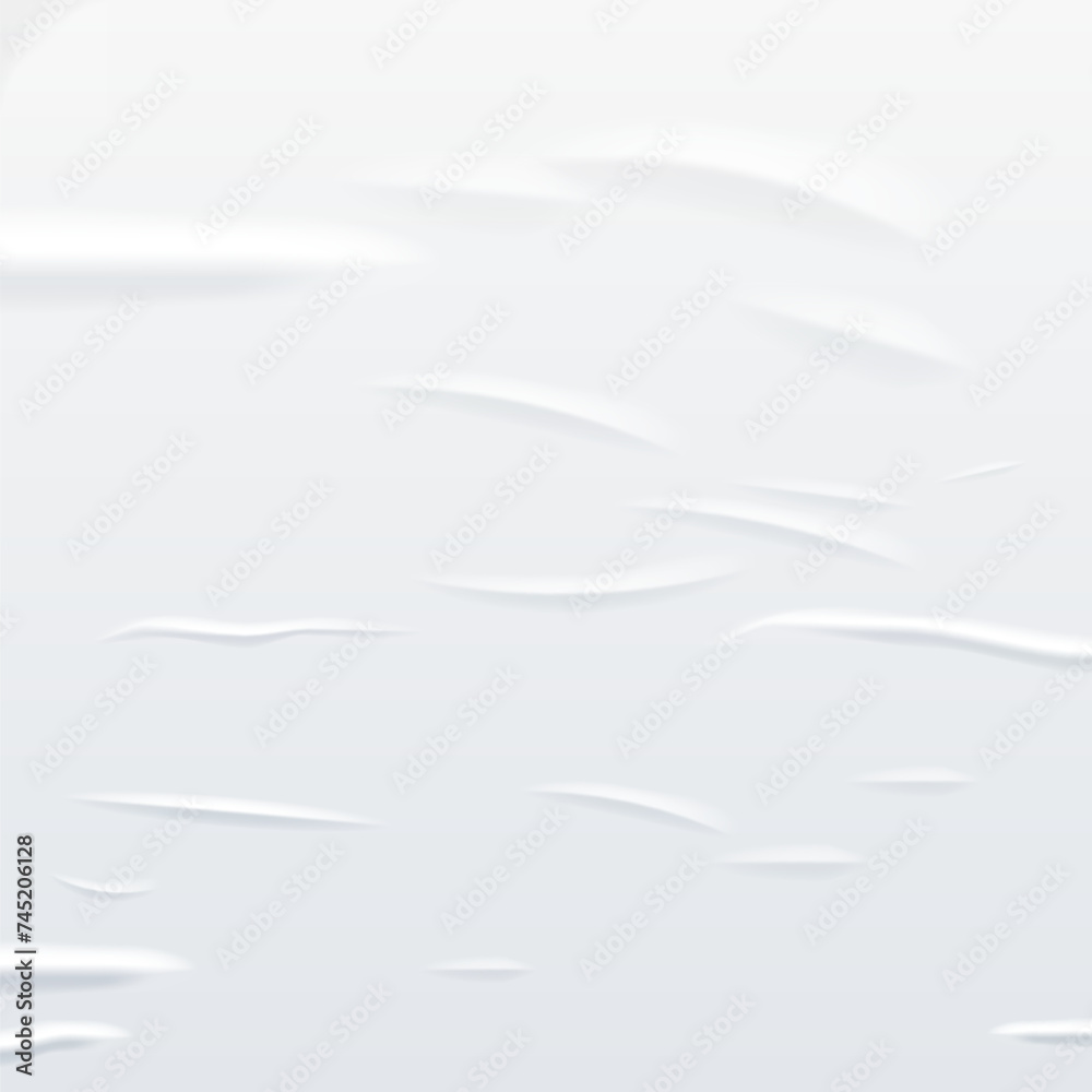 Glued white square paper sheet. Vector isolated realistic crumpled ...