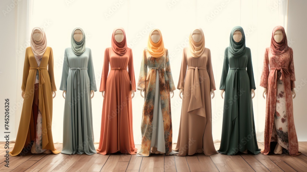 Muslim women's clothing with various types of colors and motifs ...