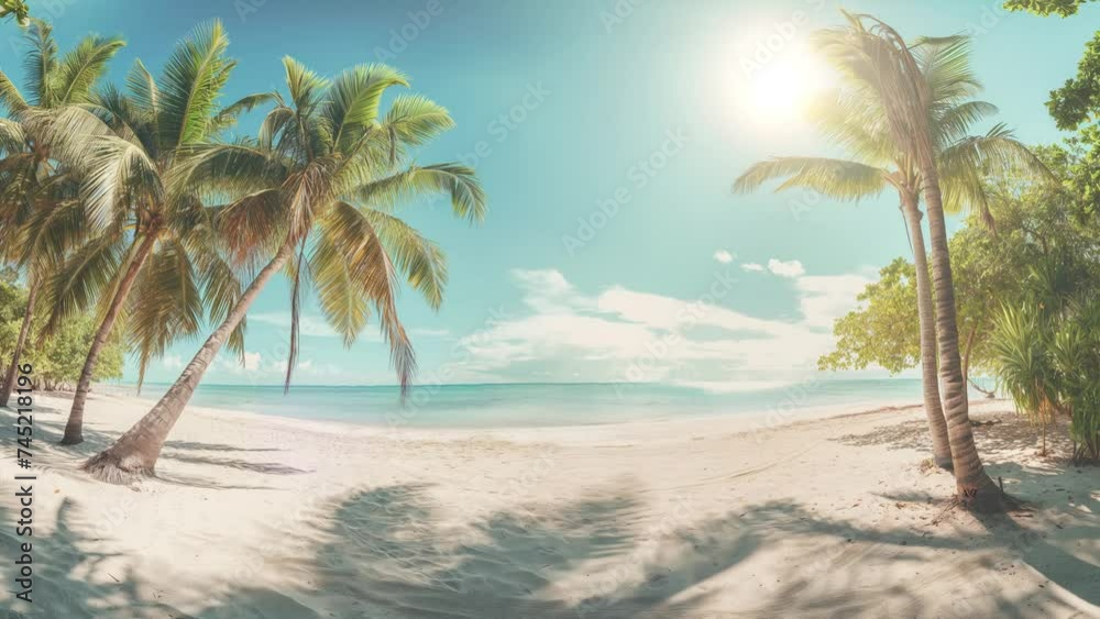 beach scene in sunny bright day. beautiful tropical beach banner white ...