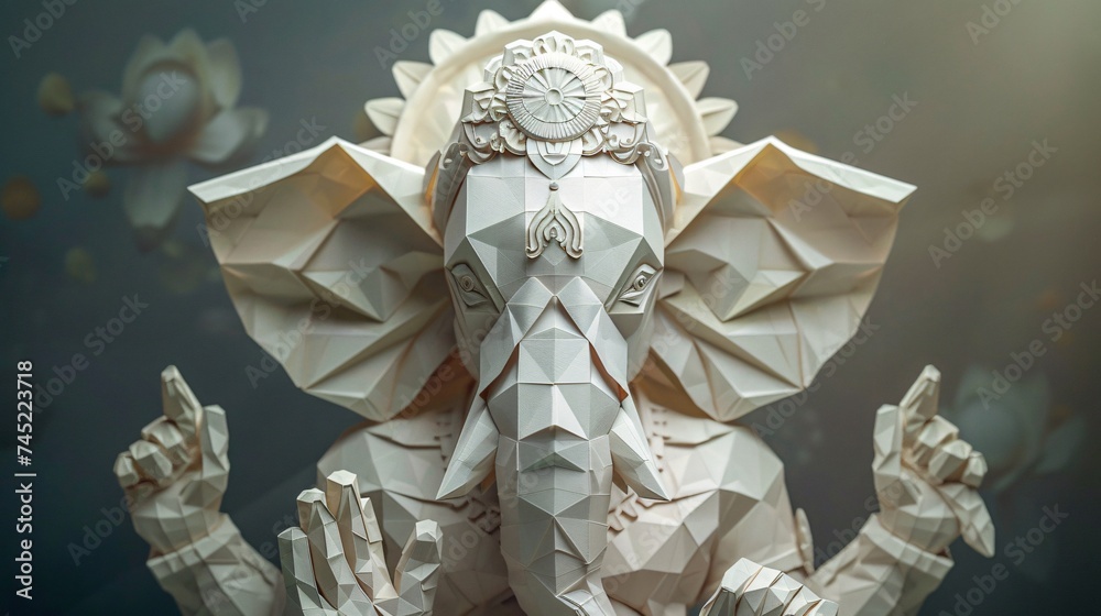 Origami inspired Ganesha a paper art concept transformed into a digital ...
