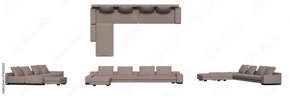 Sofa, Furniture, living room, isometric sofa, sofa with pillows mockup ...