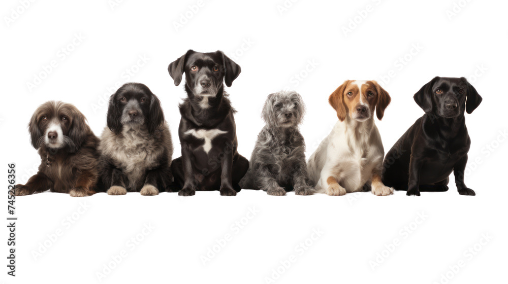 Group of dogs sitting isolated on transparent and white background.PNG ...