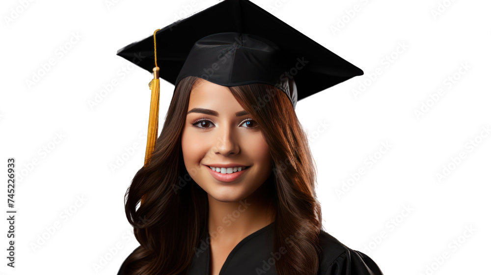 beautiful girl graduation isolated on transparent and white background ...