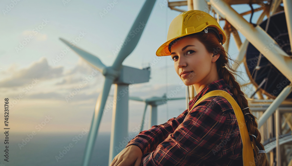 Portrait of a female construction engineer worker on a construction ...