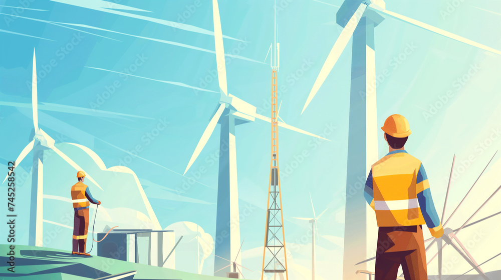 vector of clean renewable and alternative energy from wind turbine ...