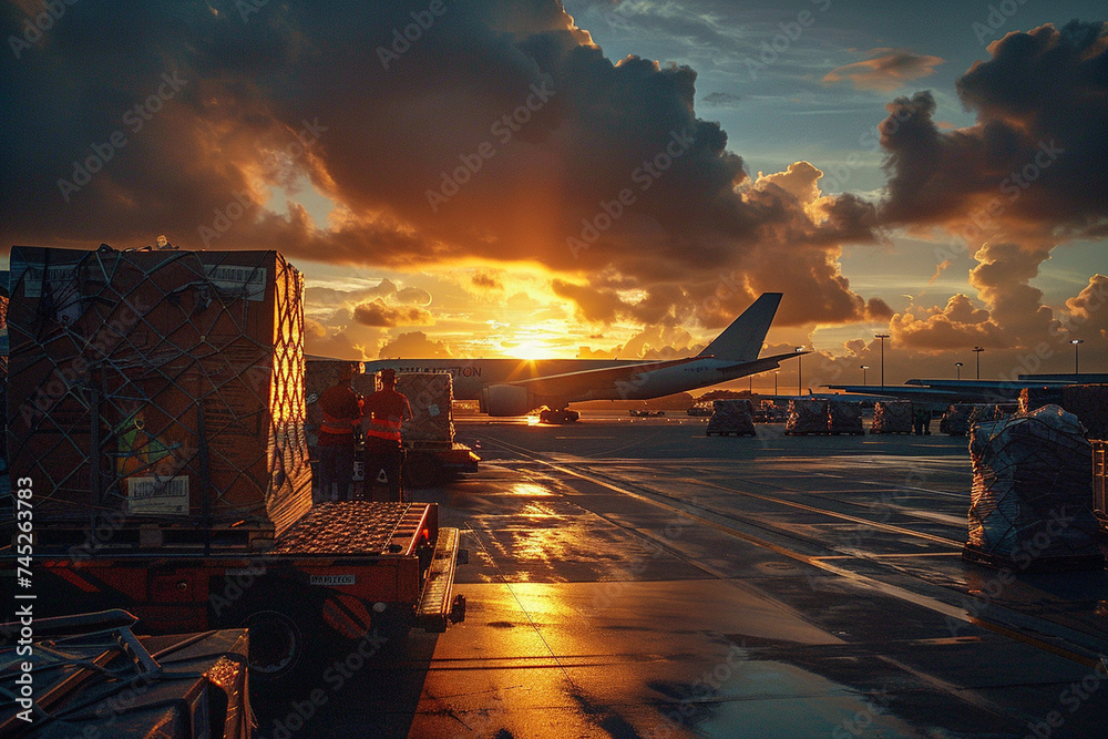 Amidst the hustle and bustle of the airport apron, a cargo plane awaits ...