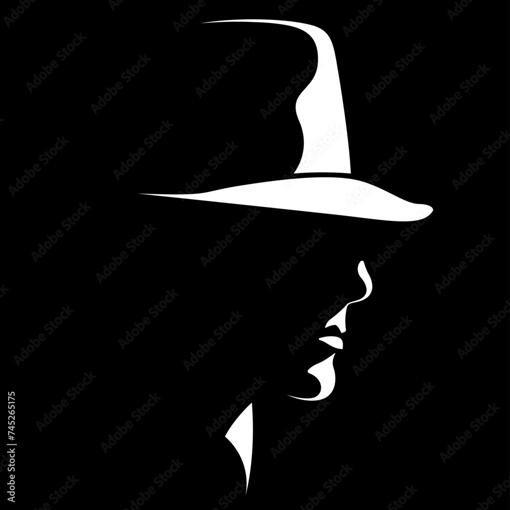 vector black and white light and shadow isolated image of a man in a ...