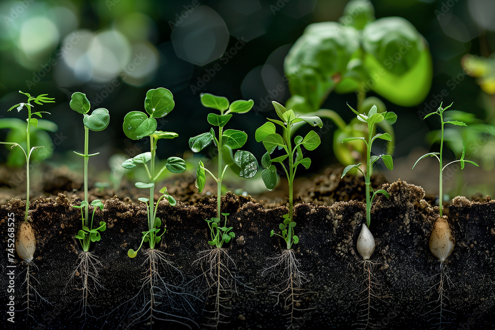 planting a seed, with detailed images showing the growth stages from ...