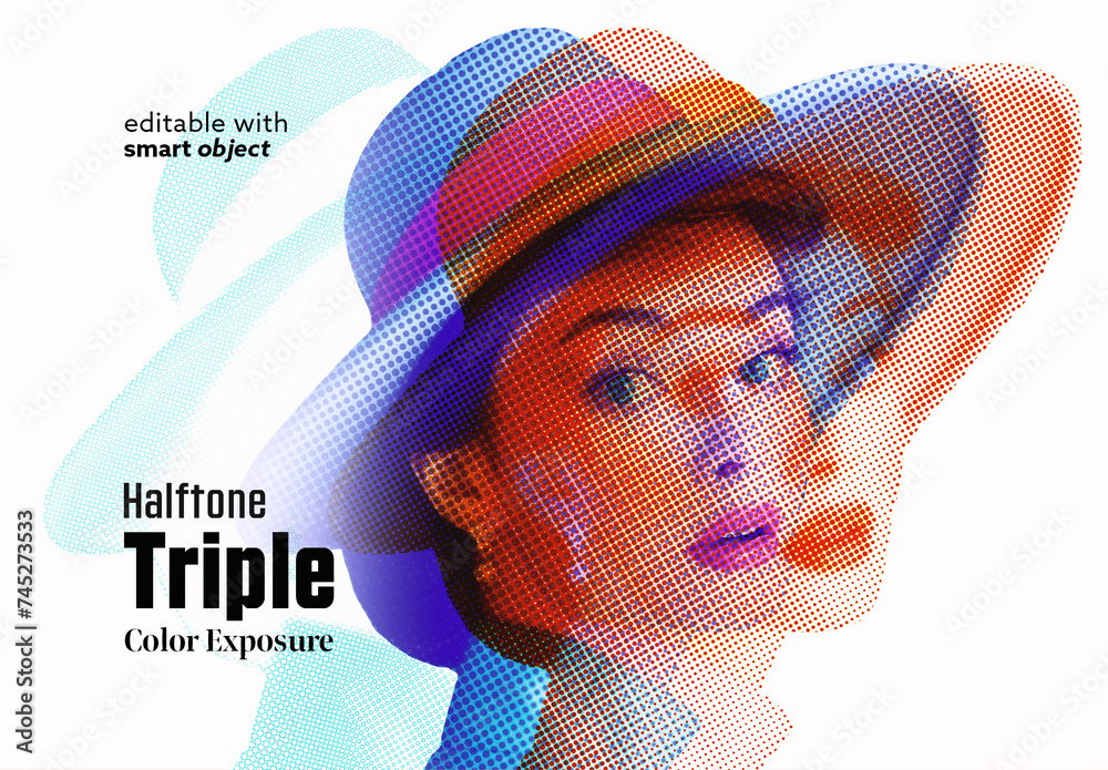 Triple Halftone Color Exposure Stock Template | Adobe Stock