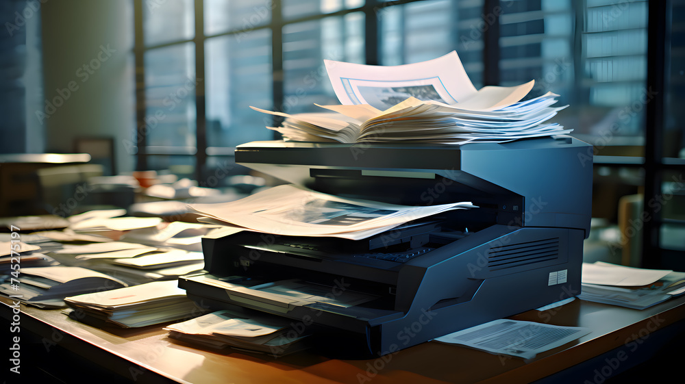 printed files on a printer Stock Illustration | Adobe Stock