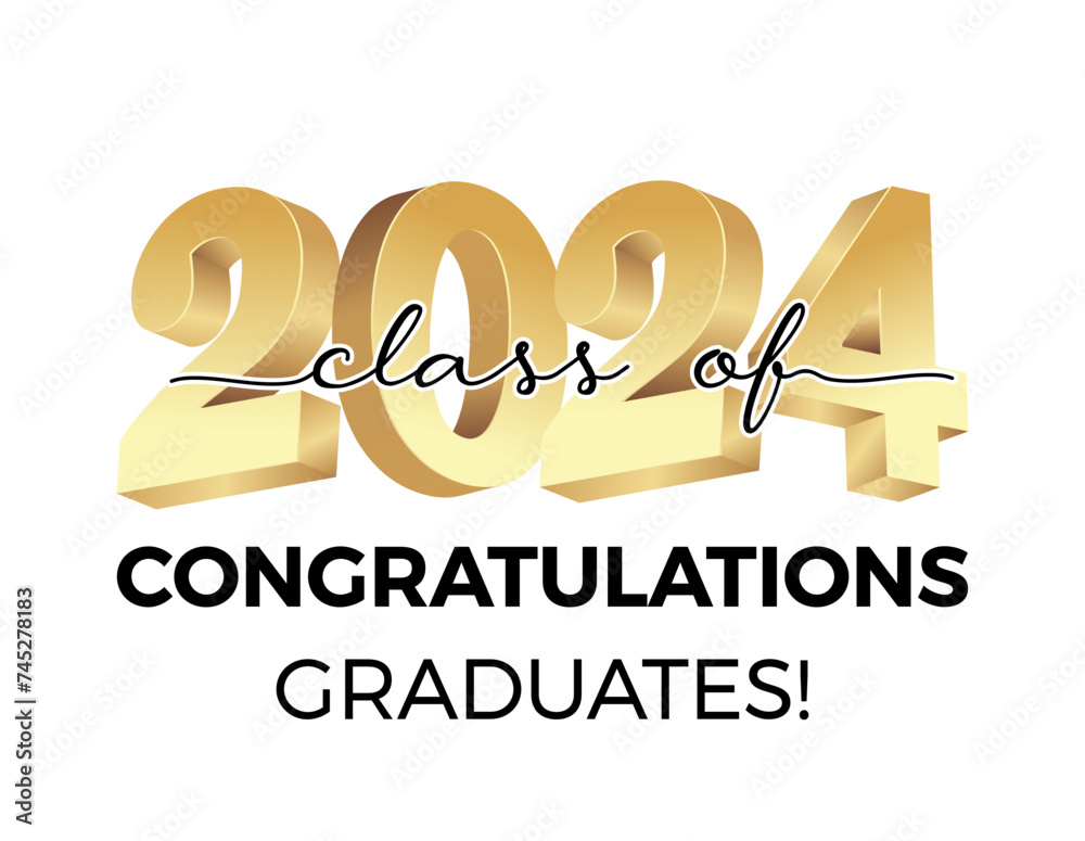 Class of 2024. Congratulations graduates gold graduation concept with ...