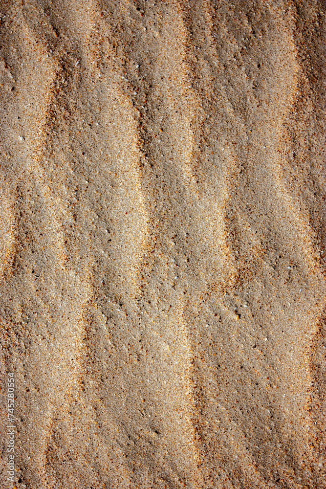 Waves on the surface of the sand, top view. The wavy surface of coastal ...