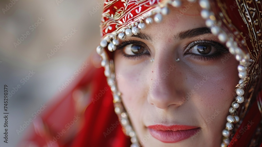captivating portrait of a beautiful Turkish woman in traditional dress ...