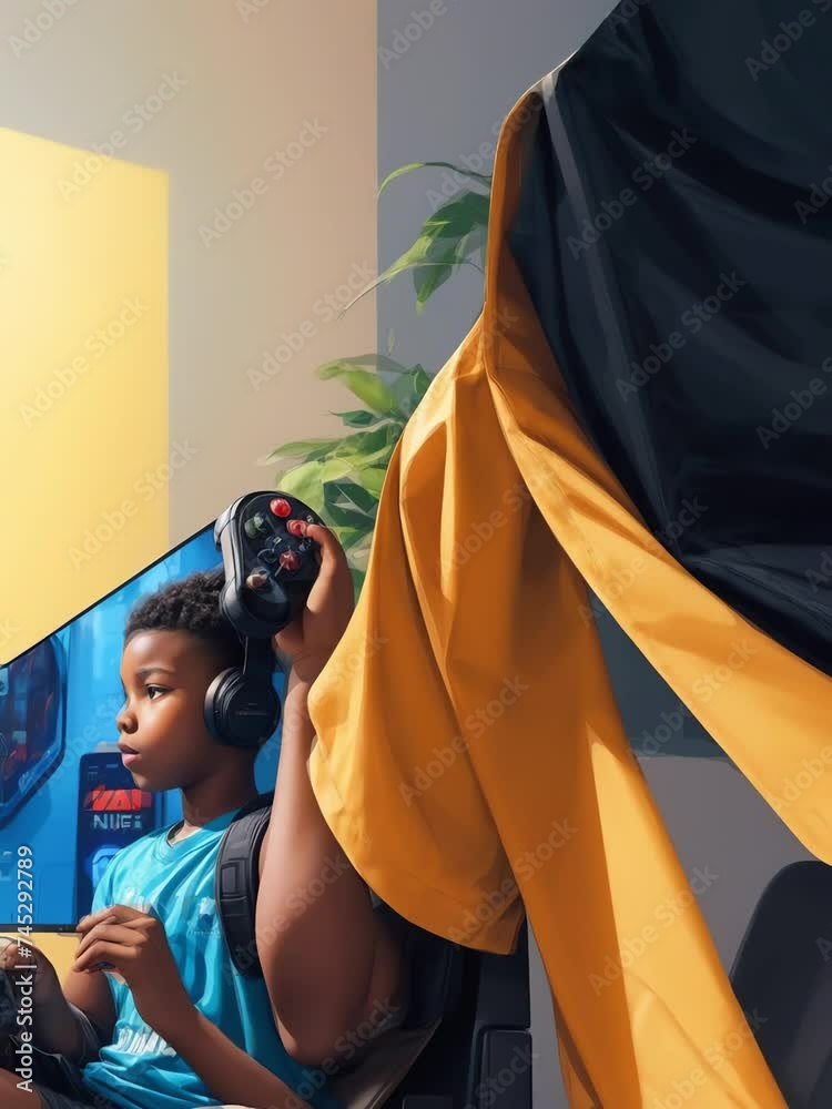 Digital Playtime: Gen Z Gamer's Lazy Delight - Animated Illustration of ...