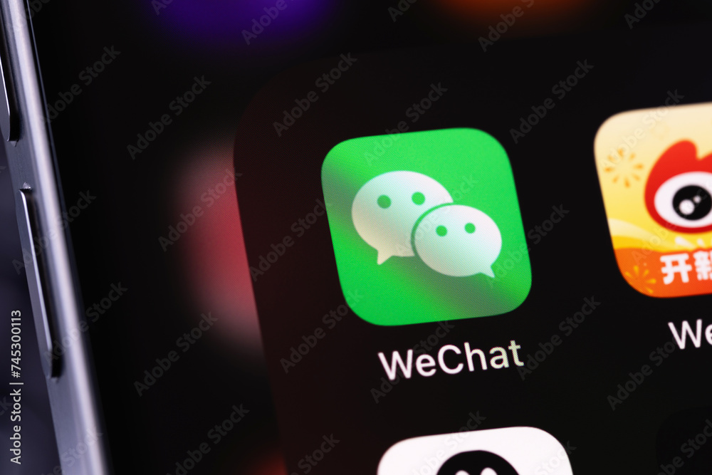Wechat Mobile Icon App On Screen Smartphone Wechat Is A Mobile Communication System For Sending