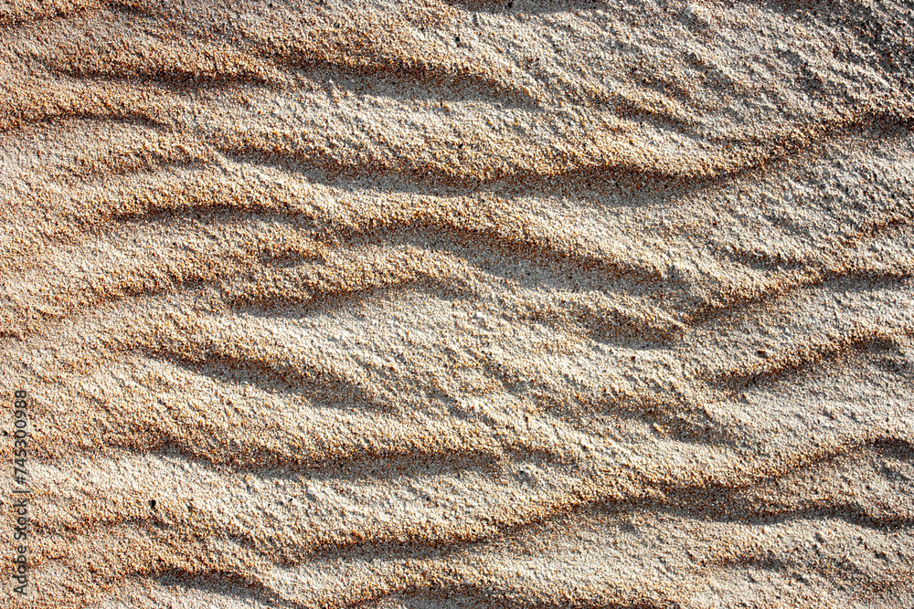Waves on the surface of the sand, top view. The wavy surface of coastal ...