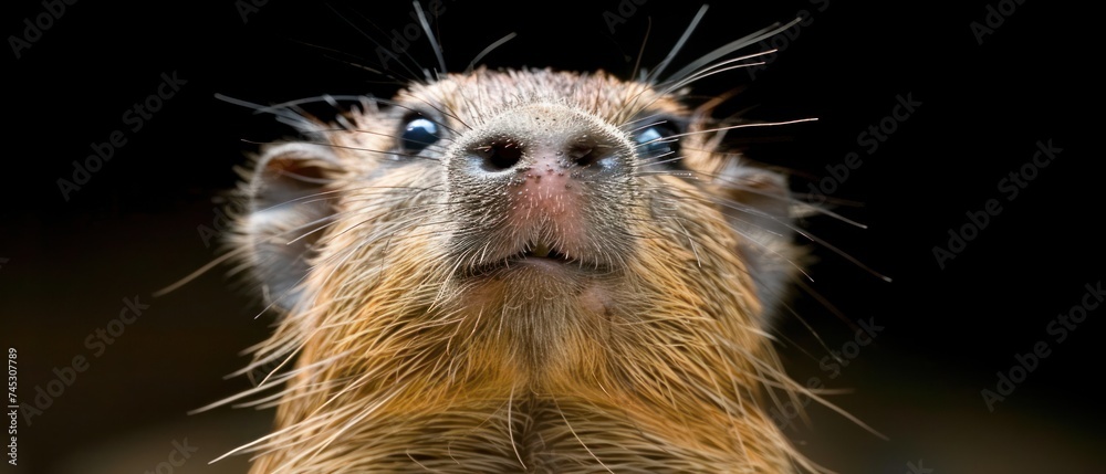 a close up of a groundhog looking up into the air with its mouth open ...