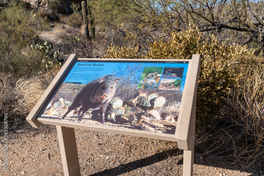 Tucson, Arizona - December 21, 2023: Storyboard sign for information on ...