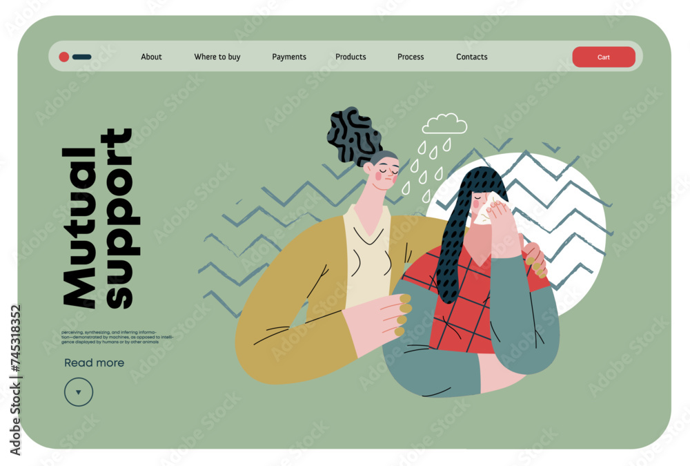 Vecteur Stock Mutual Support: Emotional aid and support -modern flat ...