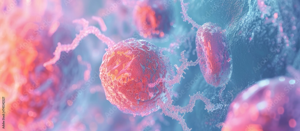 A group of pink and blue cells is visible in the Leptotene phase of ...