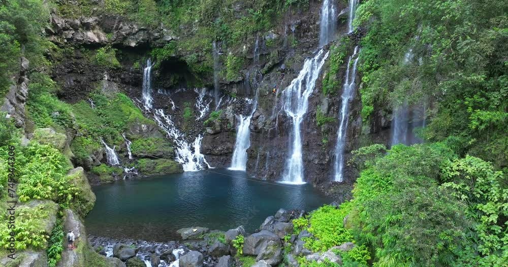 Cascade de Grand Galet waterfalls in Reunion island aerial view Stock ...