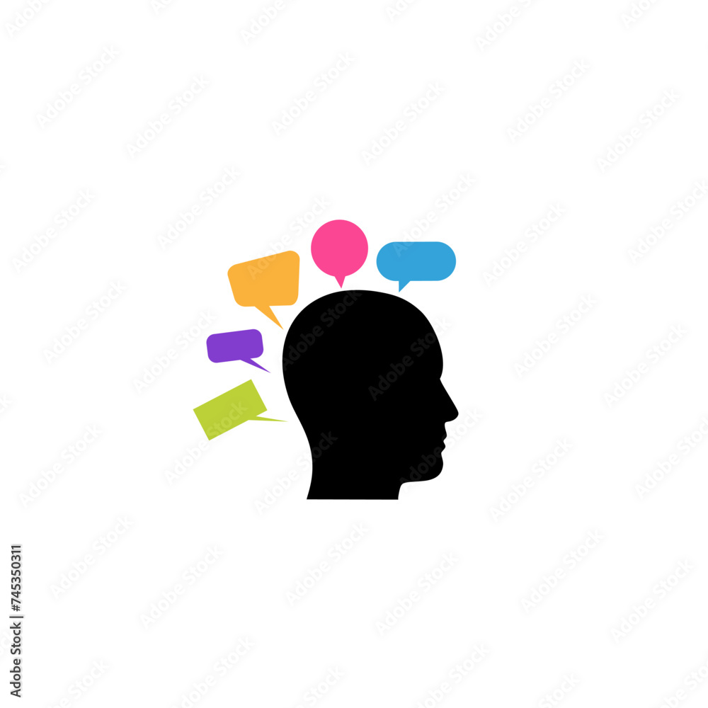 Human head logo icon. Thinking logo sign isolated on white background ...