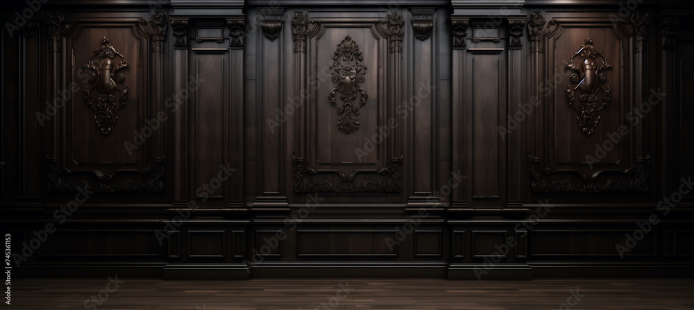 Luxurious Classic Wooden Wall Panels Background Texture with Ornaments ...